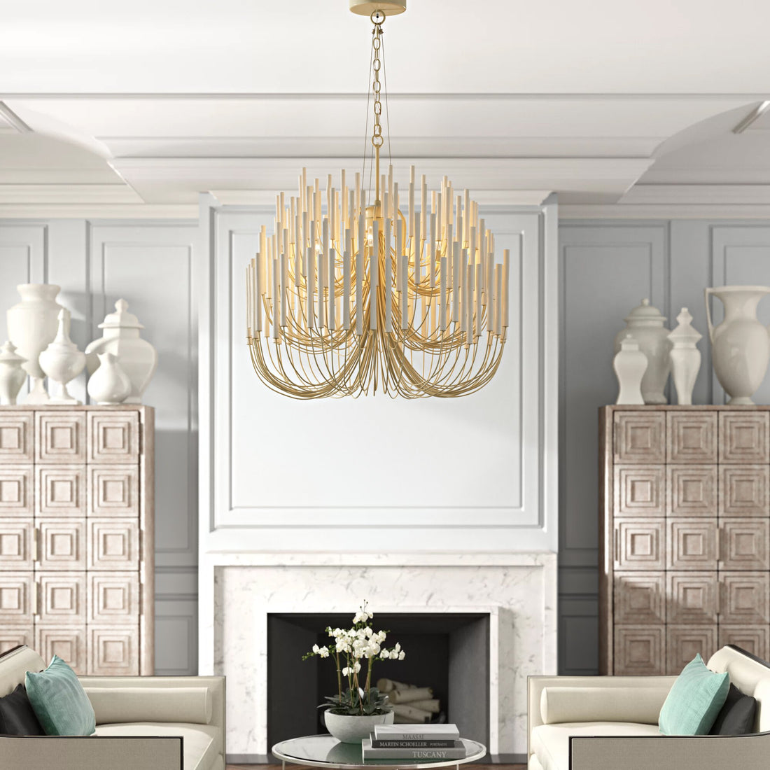 Dense Wooden Stick Chandelier